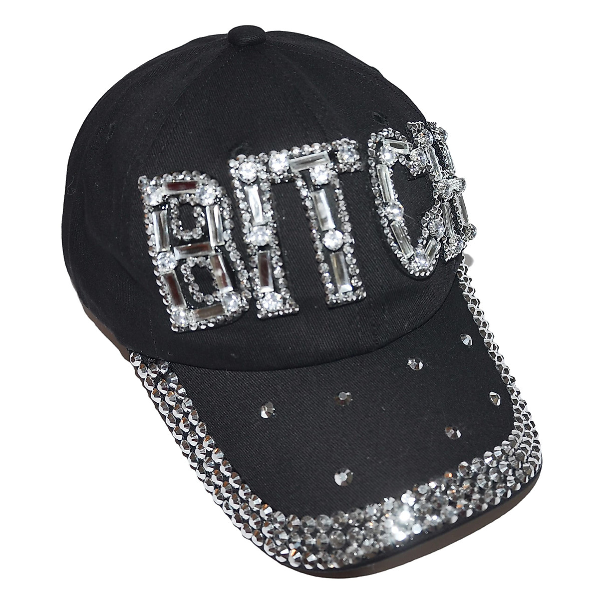 Popfizzy Bitch Hats for Women, Funny Trucker Hat, Bling Rhinestone Hat, Funny Birthday Bitch Gift for Bad Bitches Distressed Baseball Cap