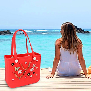 ROPCIA Charms for Bogg Bag,Pearls and Butterfly Flowers for Bogg Bag Accessories Charms Compatible with Simply Southern Beach Bag Tote, Insert for Beach Tote Bag (20 Pcs)