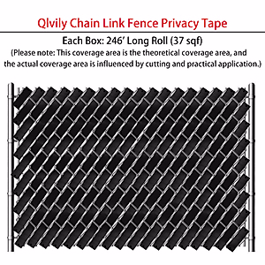 Qlvily Chain Link Fence Privacy Tape, 246ft x 0.15ft Chain Link Fence Slats, Fence Covering Privacy, Black (200PCS Button + Puncher Included)