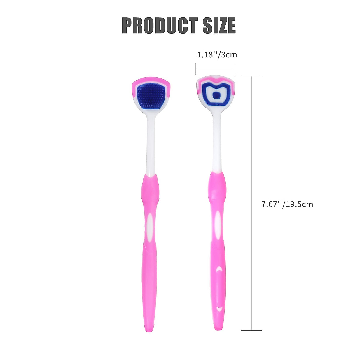 4PCS Tongue Scraper, Tongue Brush, Tongue Cleaner Helps Fight Bad Breath, Professional Tongue Brush for Freshing Breath (Green +Blue+Green+Pink)