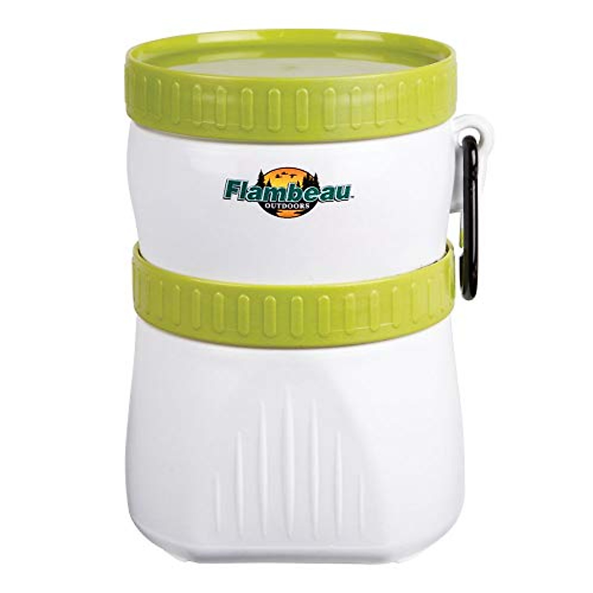 Flambeau Outdoors 6030WC Double Cup Crawler Can, Cool Fishing Bait Storage with Insulated Liner and Carabiner, Lime Green/White