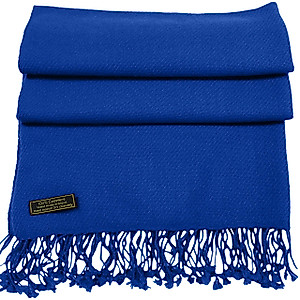 CJ Apparel Royal Blue 100% Cashmere Shawl Pashmina Scarf Wrap Stole Head Wrap Face Cover Hand Made in Nepal NEW