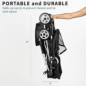 VIVO Black 4 Wheel Pet Stroller for Cat, Dog and More, Foldable Carrier Strolling Cart, STROLR-V001K