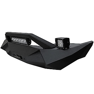 Front Bumper and Rear Bumper w/Tire Carrier Fit 2007-2018 for Jeep Wrangler JK with Winch Plate with D-ring LED Strip Light and 4XLED Lights w/Tire Carrier