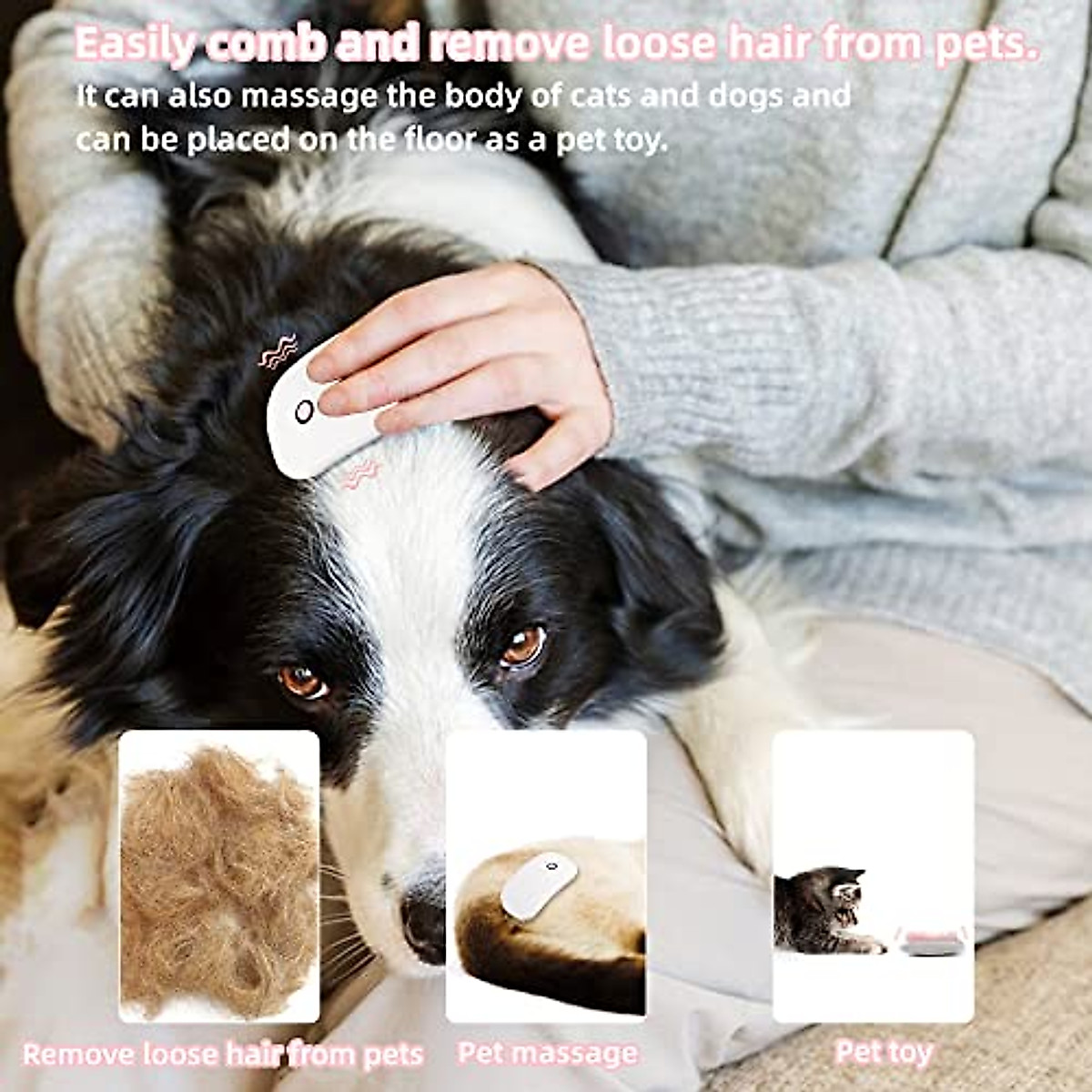 Fuigarry 2 Packs Electric Massage Cat Brushes, Hand-Held Portable Vibration Pet Brushes, Remove Loose Hair of Cats and Dogs and Sort out Tangles, Suitable for Pet Massage and Cat & Dog Play Toys. (Pink)