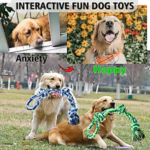XIGOU Dog Rope Toys 2 Pcs Indestructible Dog Toys, Dog Chew Toys for Aggressive Chewers, Tough Puppy Teething Chew Toys for Boredom, Dental Cleaning Tug of War Dog Toy, Great for Small to Large Breed