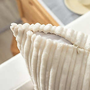 Kevin Textile Pack of 2, Corduroy Soft Decorative Square Throw Pillow Cover Cushion Covers, Home Decor for Sofa Couch Bed Chair 16x16 Inch/40x40 cm (Creamy White)