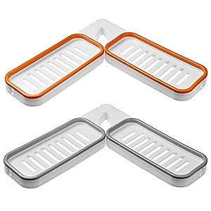 HEALLILY 2pcs Adhesive Shower Foldable Bathroom Storage Shelf Wall Mounted Kitchen Spice Rack Organizer No Drilling Shower Shampoo Holder for Bathroom Lavatory Washroom