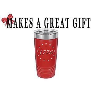 Rogue River Tactical Betsy Ross 1776 American USA Flag 20 Oz. Travel Tumbler Mug Cup w/Lid Vacuum Insulated Hot or Cold Military Vet Gift (Red)