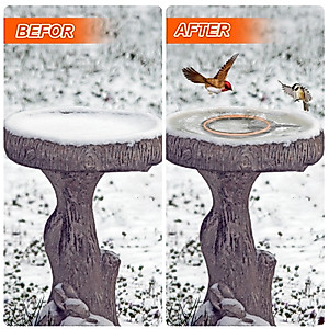 lollyes 250W Bird Bath Heater, Heated Bird Baths for Outdoor in Winter, Bird Bath De-icer with Thermostatically Controlled and 3.3Ft Cord, with Auto Shut Off Function, Ideal Gift for Birds