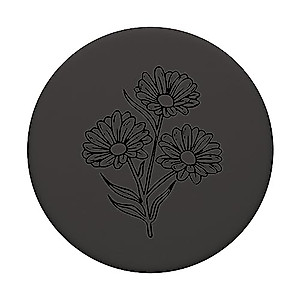 Black Gray Daisy PopSockets Standard PopGrip