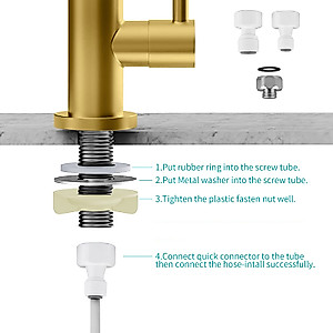 MIAOHUI Reverse Osmosis Faucet, Drinking Water Faucet Fits Non-Air Gap Water Filtration Systems, Modern RO Faucet Kitchen Filtered Water Faucet, Lead-Free, Stainless Steel (Brushed Brass)