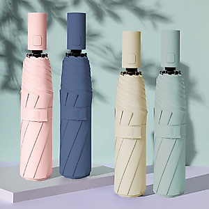 W.L Umbrella for Rain Windproof Parasol Umbrella for Sun Compact Umbrella Folding Umbrella Automatic Open UV-Protection Lightweight Large and Portable (Mint Green)