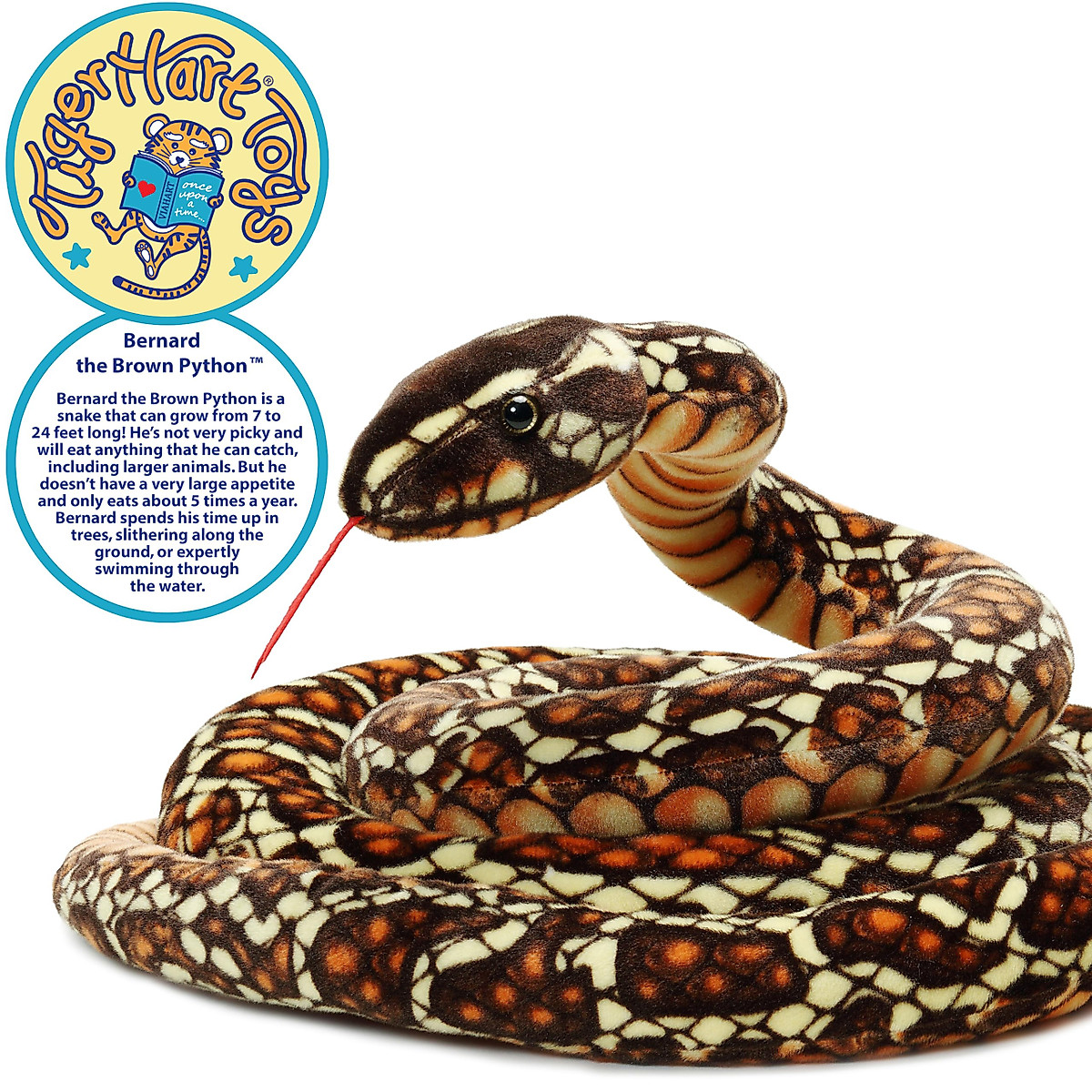 TigerHart Bernard The Brown Python - 9 5 Foot Long Stuffed Animal Plush Snake