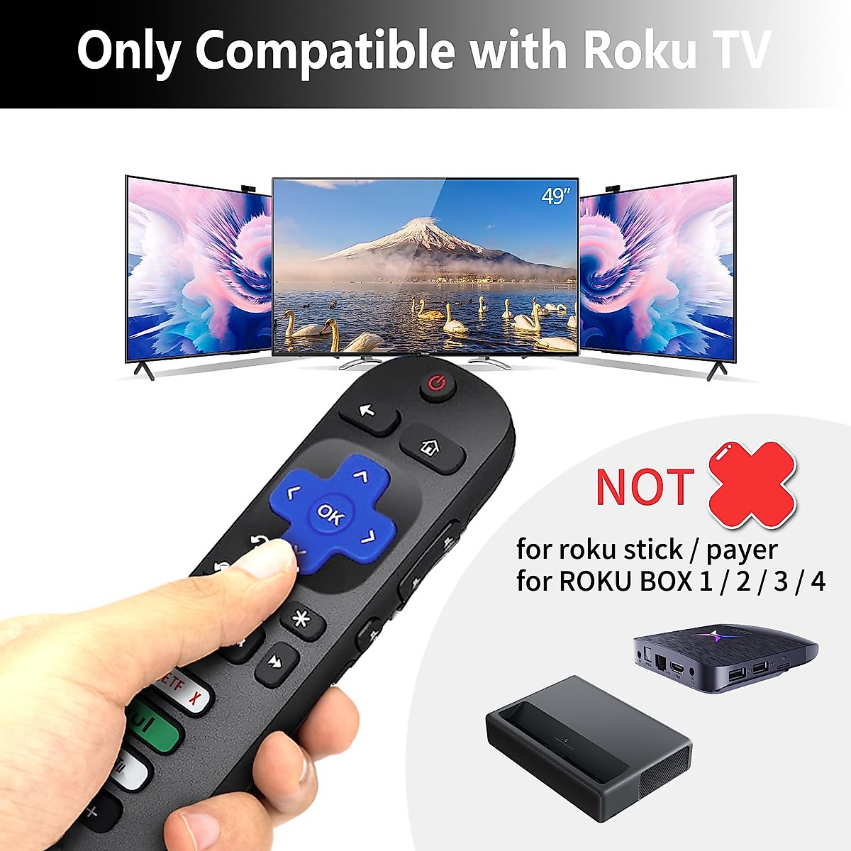 EFGWXYZ New Remote Control for Roku TV,Compatible TCL Roku/Hisense Roku/Onn Roku/Sharp Roku/Element Roku/Westinghouse Roku/Philips Roku/Insignia Roku/Jvc Roku/RCA Smart TVs 【2Pack 】 H-NDHS
