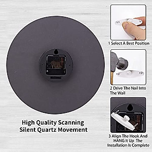 Wall Clock - 12 Inch Silent Wall Clocks Battery Operated Non-Ticking Simple Modern Wood Black Decorative Retro Clocks Decor for Bedroom Living Room Kitchen Home Office Bathroom