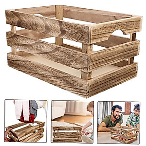 Cabilock Storage Box Sundries Holder Wood Crates for Storage Sundries Organizer Housewarming Present Wooden Office Basket Laundry Room Clothes Basket Large Storage Holder Storage Basket