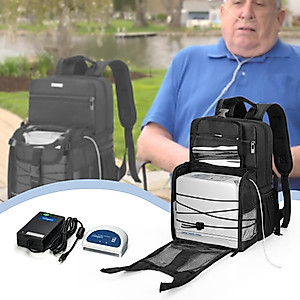 CURMIO Travel Backpack Compatible with Inogen, OxyGo and Caire Units, Portable Oxygen Concentrator Bag with Storage Compartment, Black (Bag Only, Patent Pending)