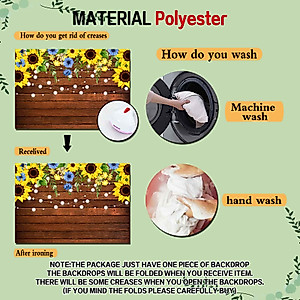 Rustic Sunflower Wooden Photo Banner 7x5ft Summer Floral Brown Wood Photography Backdrop Congrats Grad Prom Birthday Baby Shower Bridal Shower Wedding Background Supplies