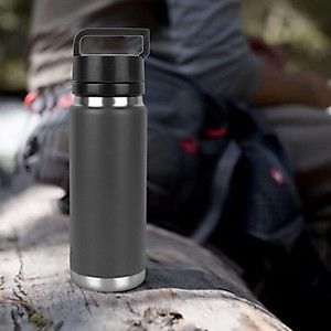 Linkidea Water Bottle Lid with Handle Compatible with YETI Rambler Bottle 18oz/26oz/36oz/46oz/64oz Chug Cap, Water Bottle Chug Replacement Cap Lid (Black)