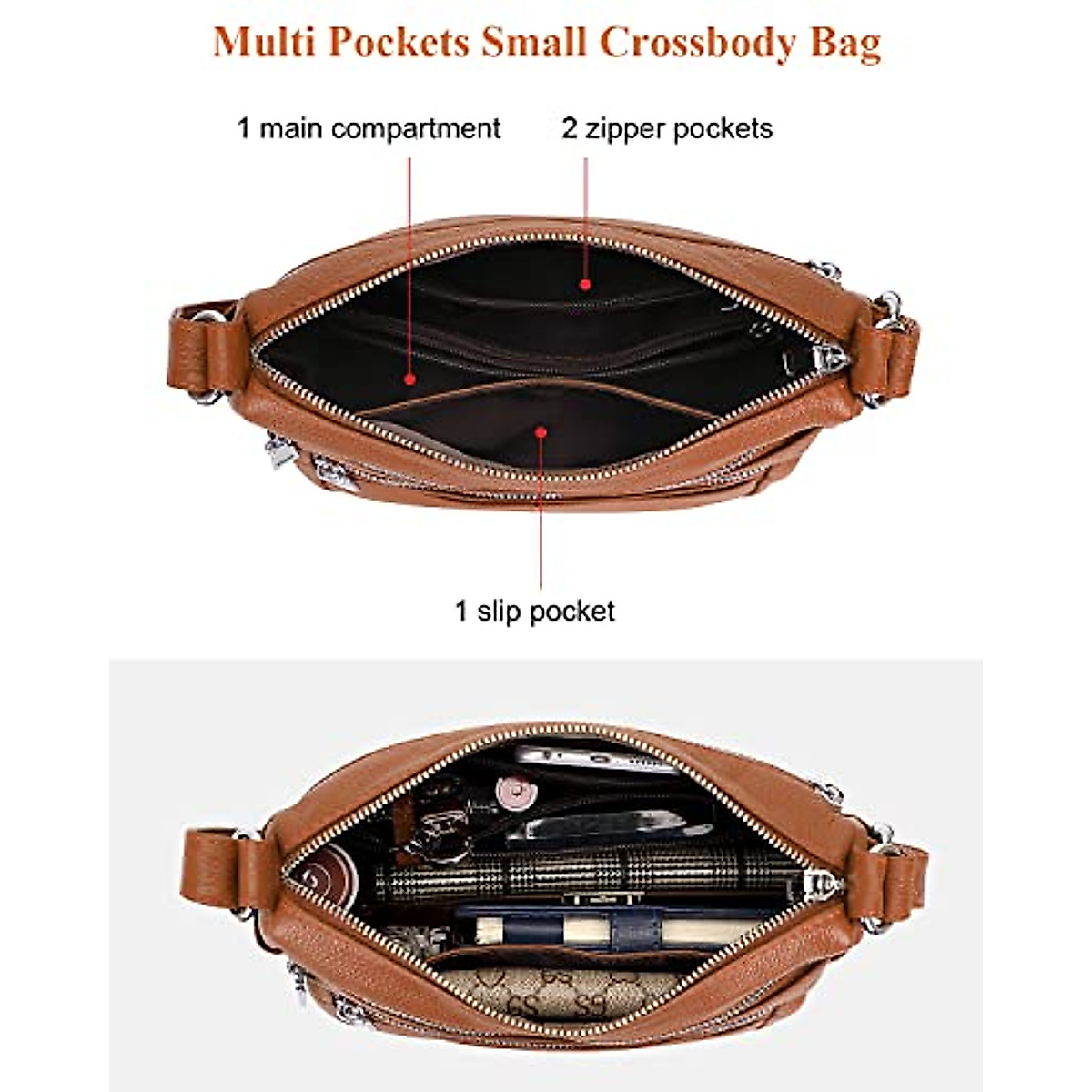 Over Earth Crossbody Bag for Women Soft Leather Purses and Handbags Multi Pockets Messenger Bag