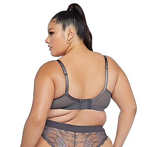 Savage X Fenty, Women's, Curvy Living In The Clouds Iridescent Lace Unlined Bra, Blackened Pearl, 40DD