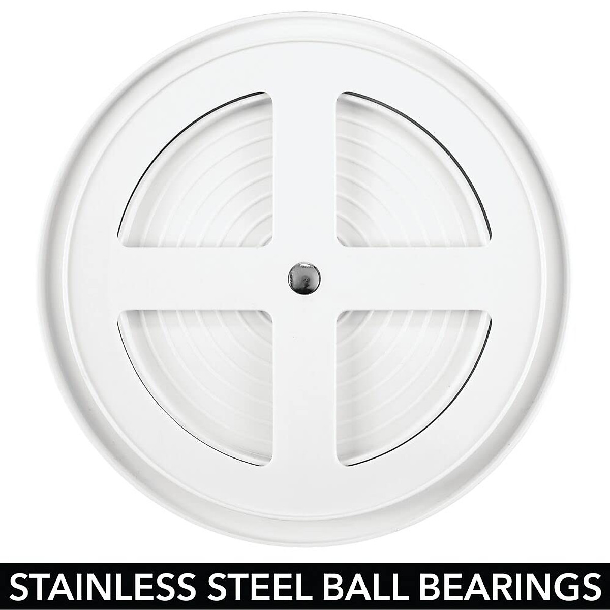 mDesign 2 Tier Lazy Susan Turntable Food Storage Container for Cabinets, Pantry, Fridge, Countertops - Raised Edge, Spinning Organizer for Spices, Condiments - 9" Round - White/Chrome