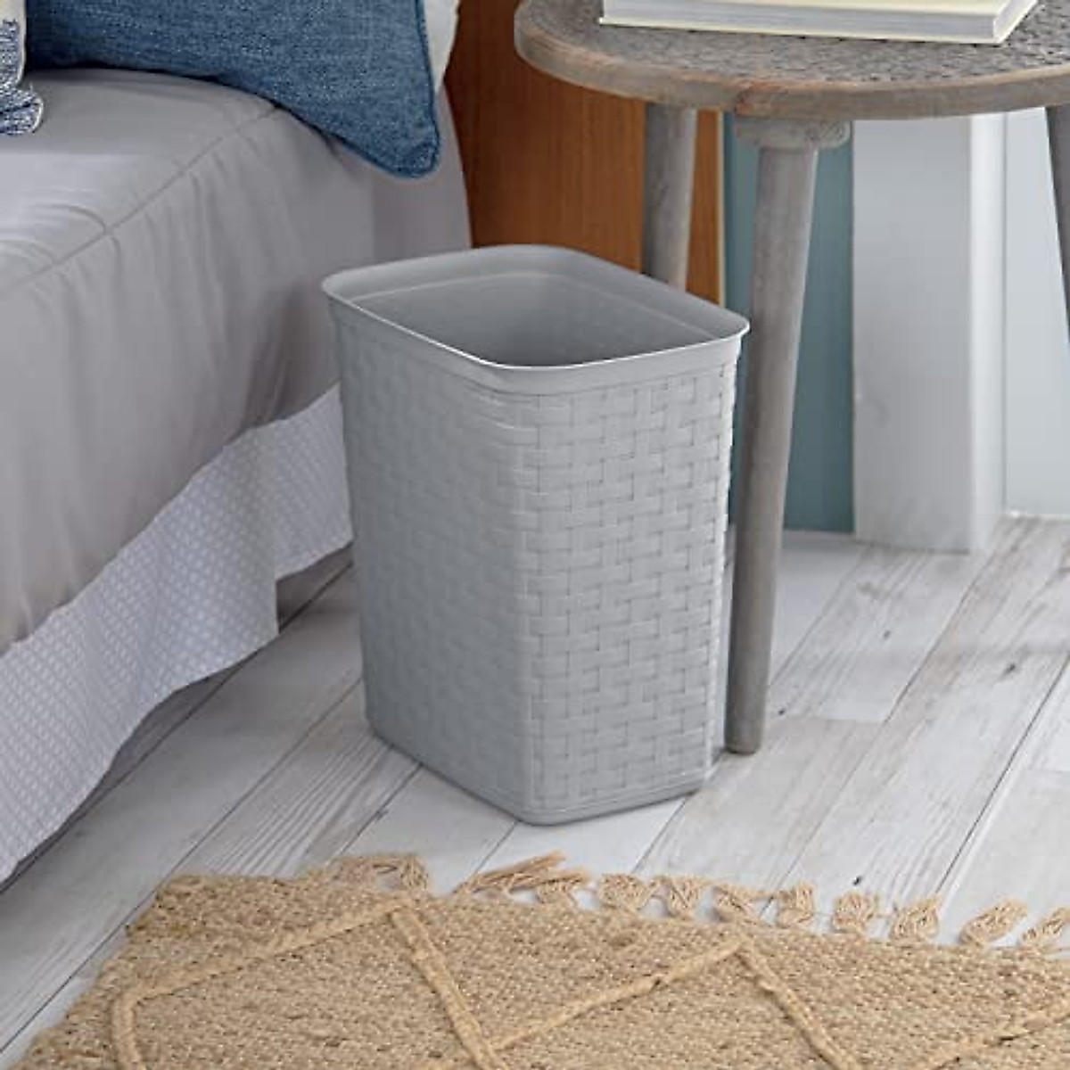 Sterilite 10346A06 3.4 Gallon/13 Liter Weave Wastebasket, Cement, 6-Pack