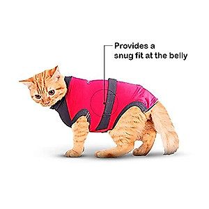MAXX CAT E Collar Alternative Medical Pet Clothing Recovery suit for Cats After Surgery Wear Wound Bandage Protection Anti Anxiety Body Wrap (S, Pink)