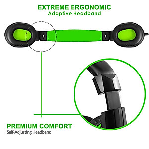 Gaming Headset,DLAND 3.5mm Wired Bass Stereo Noise Isolation Gaming Headphones with Mic for Laptop Computer, Cellphone, PS4 and so on- Volume Control (Black and Green)