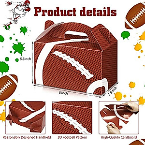 24 Pcs Football Party Treat Boxes Team Favor Box with Handle Football Party Supplies Football Theme Gift Box Snack Candy Goodie Boxes for Football Sports Theme Birthday Party Supplies Gift Giving
