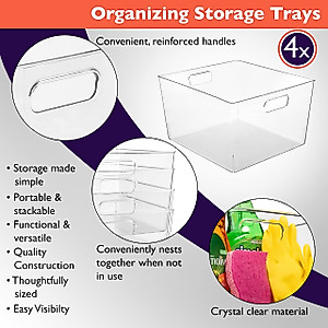 ClearSpace Plastic Storage Bins – XL 4 Pack Perfect Kitchen Organization or Pantry Storage – Fridge Organizer, Pantry Organization and Storage Bins, Cabinet Organizers