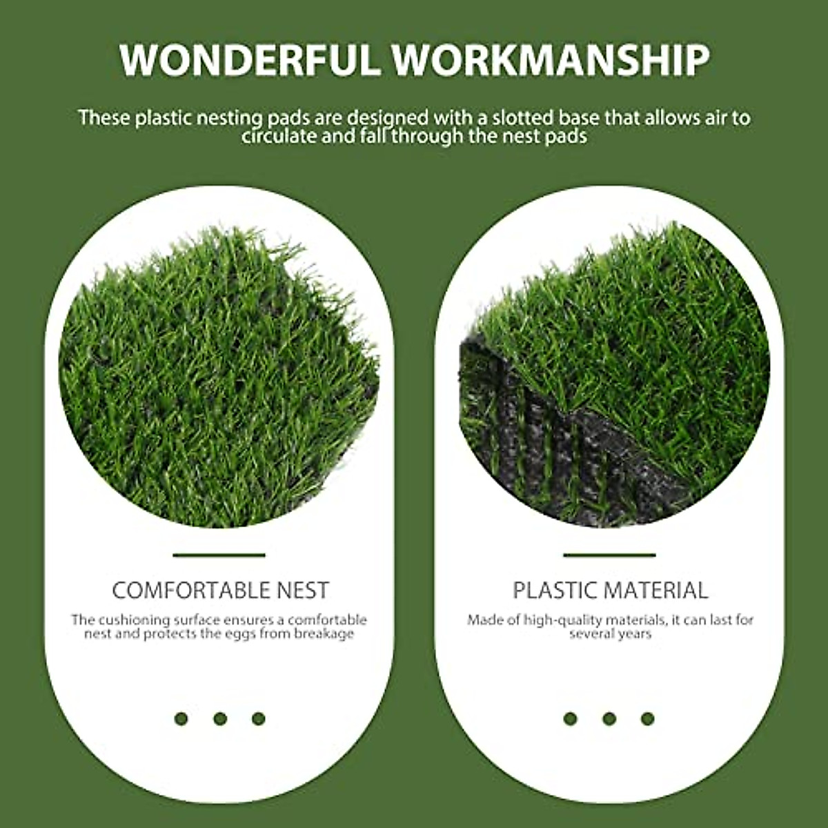 POPETPOP Chicken Nesting Box Pads, Reusable Hens Nest Artificial Grass Rug Carpet for Chicken Duck Coop