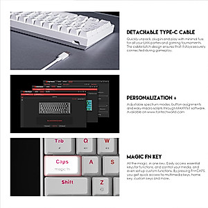 FANTECH MAXFIT61 RGB Wired 60% Mechanical Keyboard, 61 Keys Hot Swappable Type-C Programmable Gaming Keyboard, Outemu Blue Switch, White