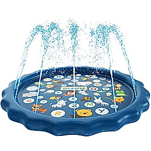 Sprinkler for Kids & 5 Bath Toys for Babies & Toddlers 6M+, Splash Pad, and Wading Pool for Learning with Matching ABC Animal Buddies, MoldFree Pool Toys