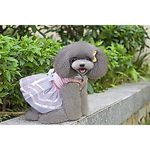 Clopon 3 Pcs Dog Dress for Puppy Yorkie Pet Clothes Small Medium Dogs Tutu Harness Dresses Apparel S