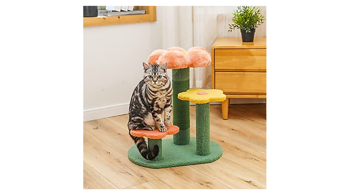 Buy the PET WONDERLAND Pink Flower Cat Tree for Small Cats