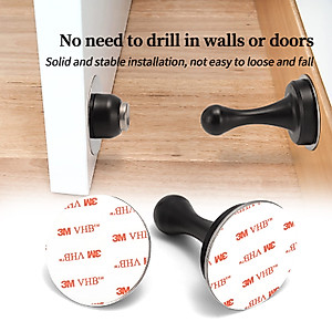 GOLDSEED Door Stopper, 304 Magnetic Door Stopper, Stainless Steel, No Drill Doorstop with 3m Self Adhesive Tape, Screws for Stronger Mount, Hold Door Open, Silver