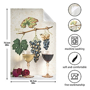 BOENLE Wine Grape Cluster Rose Flower Kitchen Towels Set of 4, Absorbent Microfiber Dish Hand Towel Farmhouse Quick Dry Cleaning Cloth Tea Towels Dishcloths