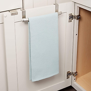 iDesign Axis Curved Over-the-Cabinet Kitchen Bar Holder for Dish and Hand Towels, Pot Holders, 9.75" x 2.75" x 2.5" - Brushed Stainless Steel