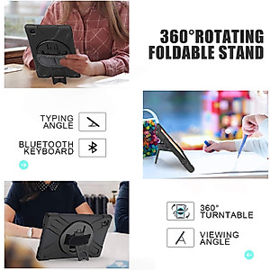 Samsung Galaxy Tab A7 Case 2020 with Stand | Herize Galaxy Tab 10.4 Inch Case SM-T500/T505/T507 | Heavy Duty Shockproof Protective Rubber Case W/Hand Strap Shoulder Strap for Galaxy Tab A7 | Black