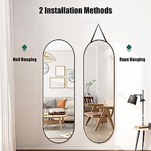 Ecentaur Full Length Mirror Wood Hanging Wall Over The Door Mirror Long Size Body Mirror for Bedroom Living Room