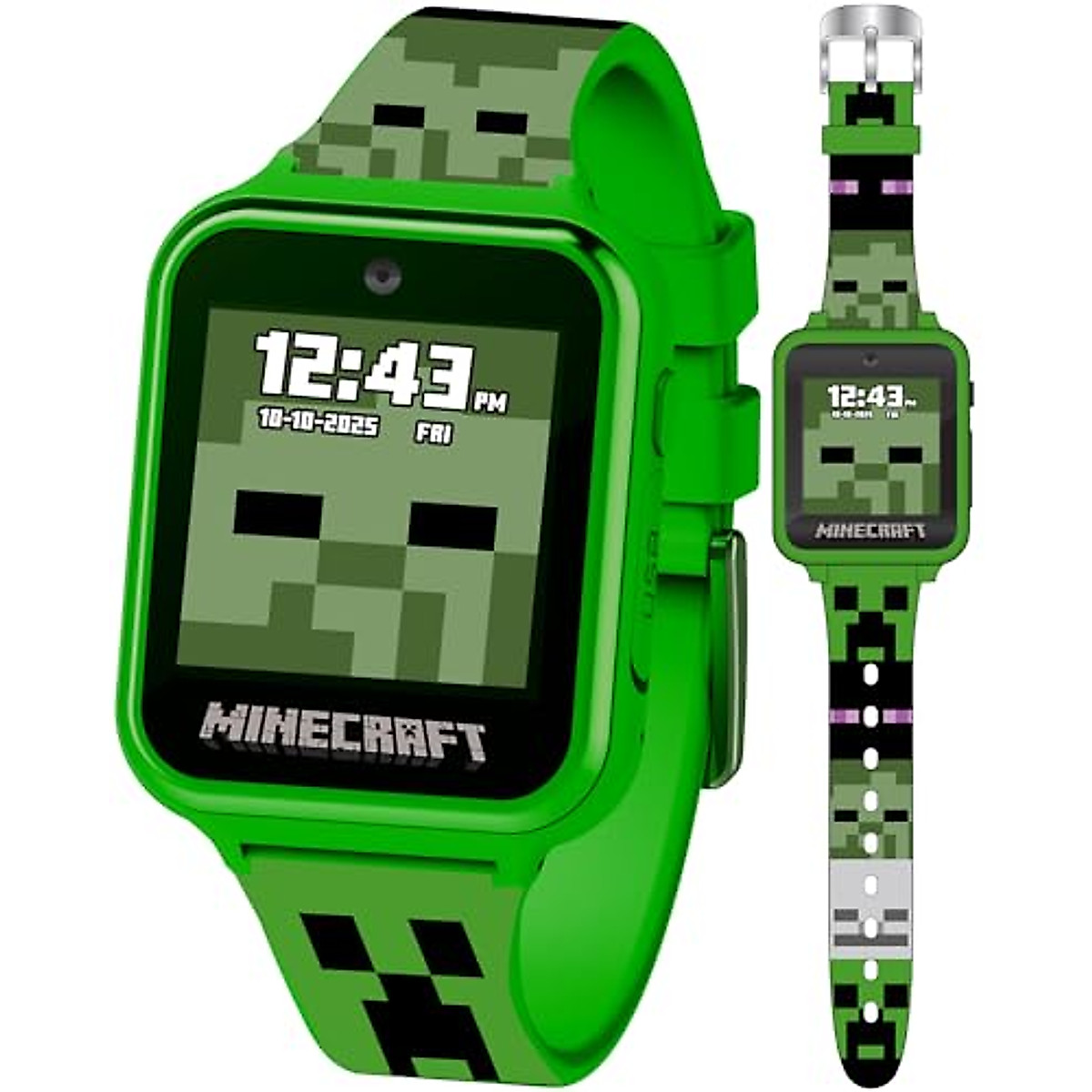 Minecraft Kids Smartwatch - Interactive LED Screen Watch with 10 Custom Watch Faces, Games, Camera, Alarm, Step Tracker & More - Fun Tech Gift for Boys and Girls - Fits Wrists 5.5'' to 8.0"