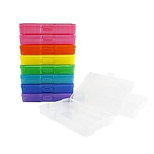novelinks Transparent 4" x 6" Photo Storage Boxes - Photo Organizer Cases Photo Keeper Picture Storage Containers Box for Photos - 10 PACK (Multi-colored)