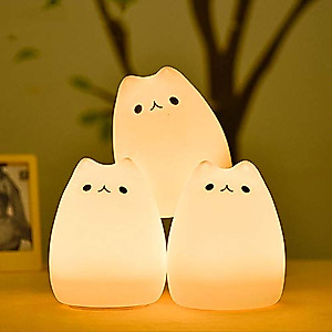 Mystery Cat Night Light for Kids, Soft Silicone LED Baby Nursery Sleep Relaxing Tap Light, Children Toy Nightlight, Decorative Desk Light for Bedroom