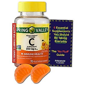 Vitamin C Gummies for Adults - Immune Support - 250 mg (70 ct) from Spring Valley + Vitamin Pouch and Guide to Supplements