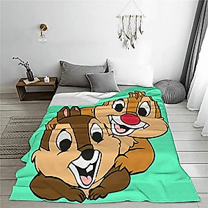 ERTER Boutique Throw Blanket -Chip N Dale Super Soft Fleece Throw Blankets,Fuzzy Plush Blanket Oversized,Thin Lightweight Blanket for All Season 8060 inch, Adult Black,80x60 Adult