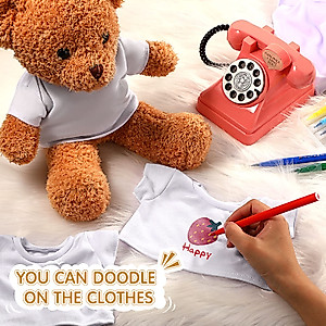 12 Pcs Bear Shirts White Basic Tee Shirt Bear Clothes Bear White Shirt Classic White T Shirt for Bears Plush Bear Clothes Crew Neck Stuffed Animal T Shirt Fit 14-18 Inches Stuffed Bear Dolls