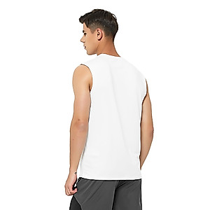 DEMOZU Men's Sleeveless Workout Swim Shirts Quick Dry Athletic Running Gym Muscle Shirts Beach Tank Top Big and Tall, White, 3XL