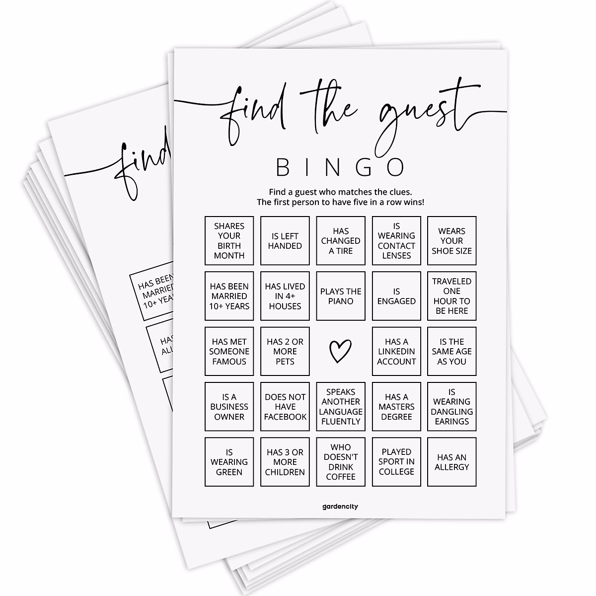 Find The Guest Bingo Game Cards, Baby Shower Bingo Game, Bridal Shower Games, Wedding Bingo, 50 Unique Cards, Minimalist